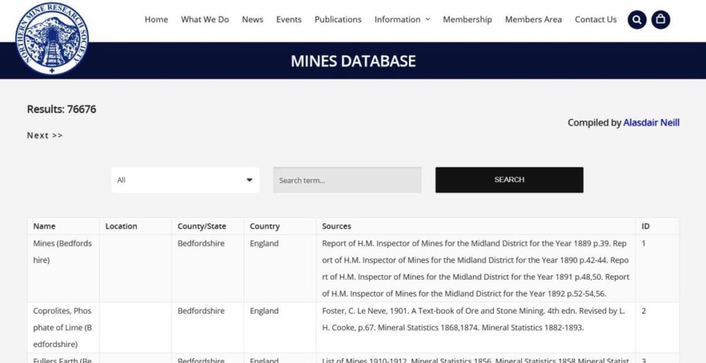 Database of Mining Information - Northern Mine Research Society