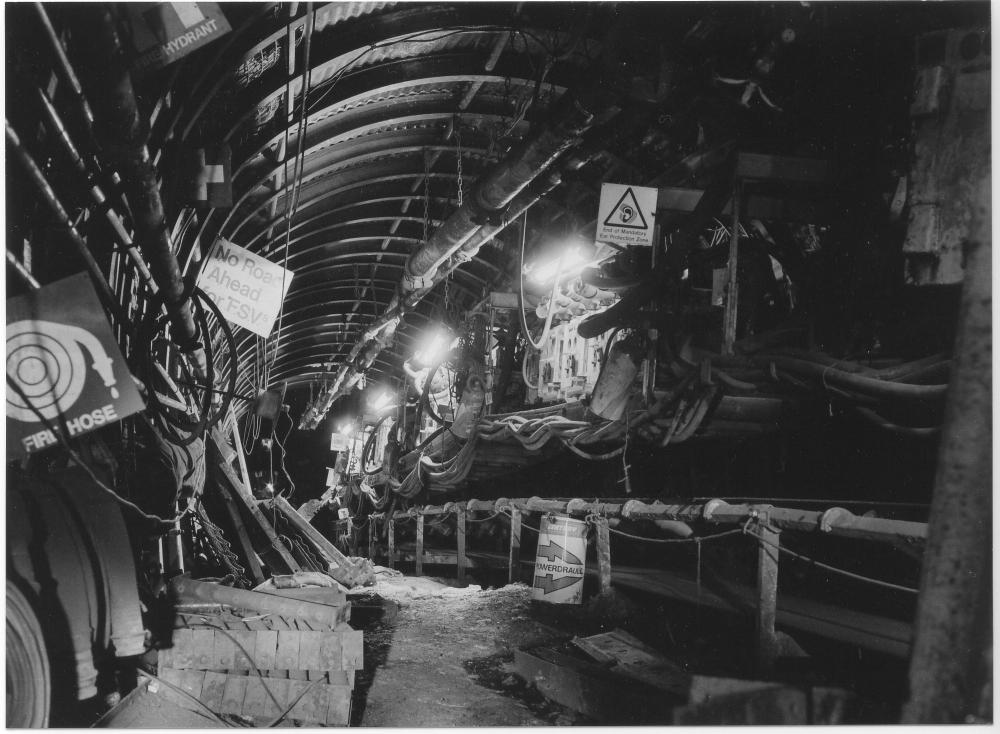 General view looking down S35s main gate showing the electricity panels ...